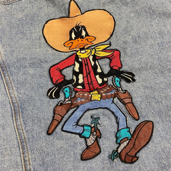 Vintage Looney Tunes Daffy Duck Cowboy Denim Button U… - Gem