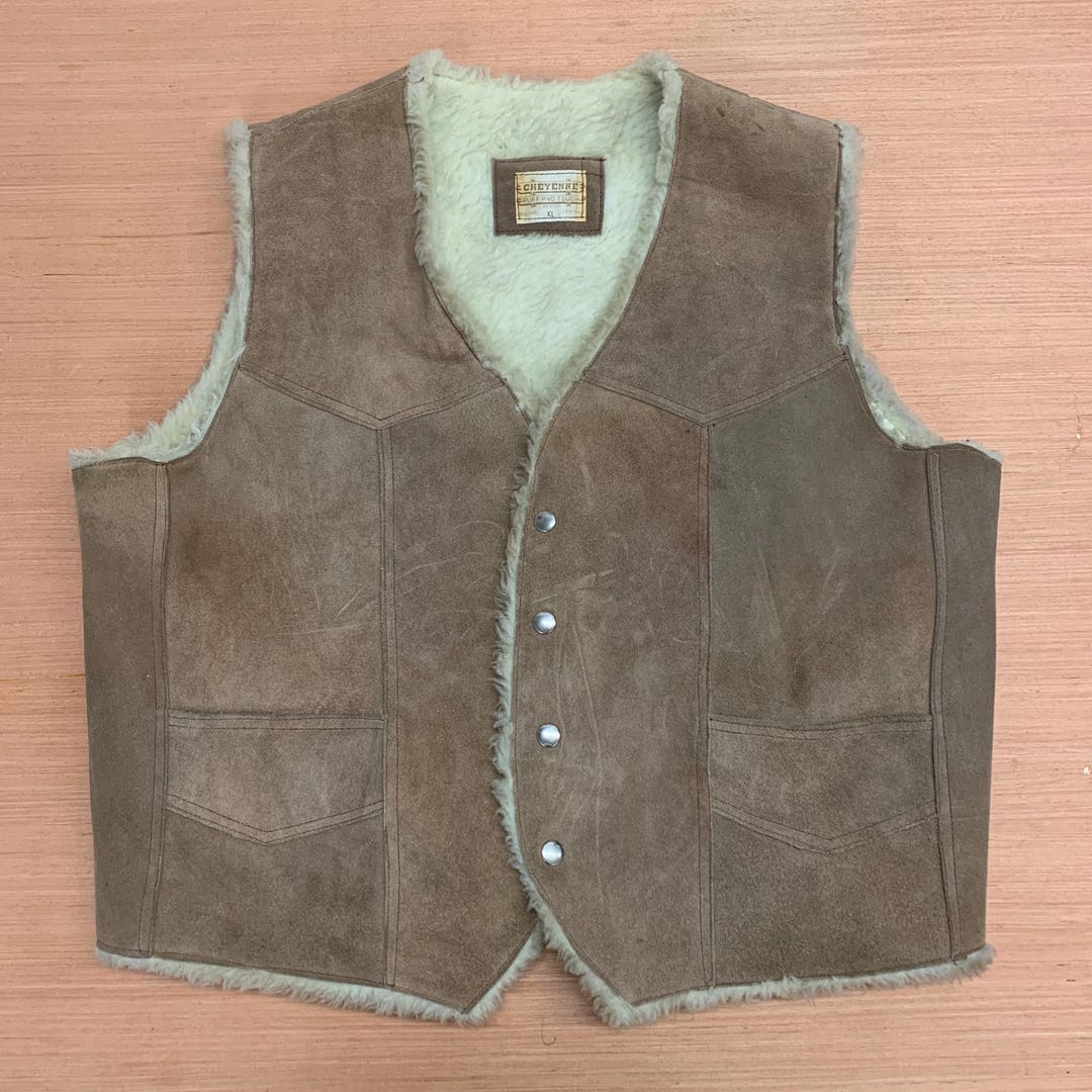 80s Cheyenne Bear Country Seude Button up Vest Size XL - Etsy