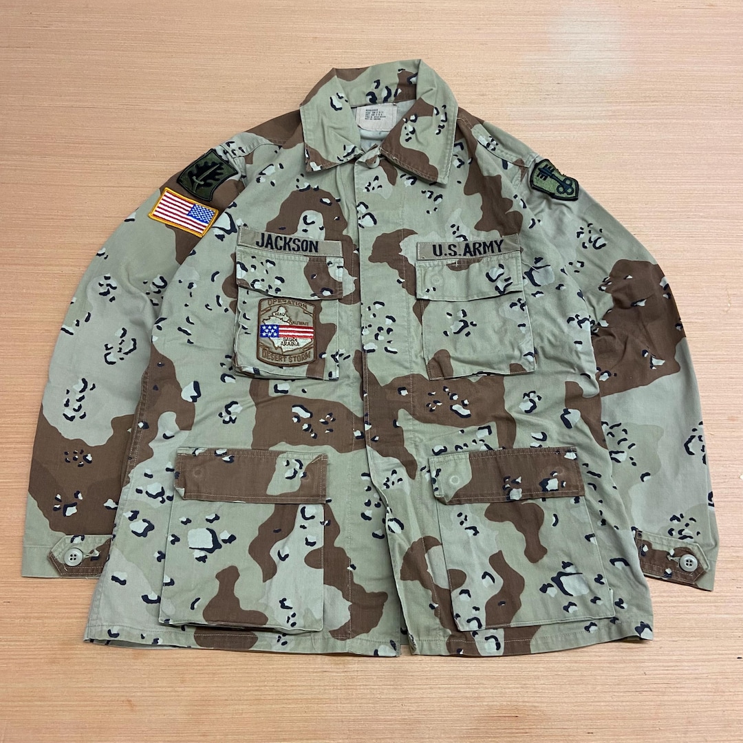 Vintage US Military Desert Storm Chocolate Chip Camo Combat Jacket Size ...