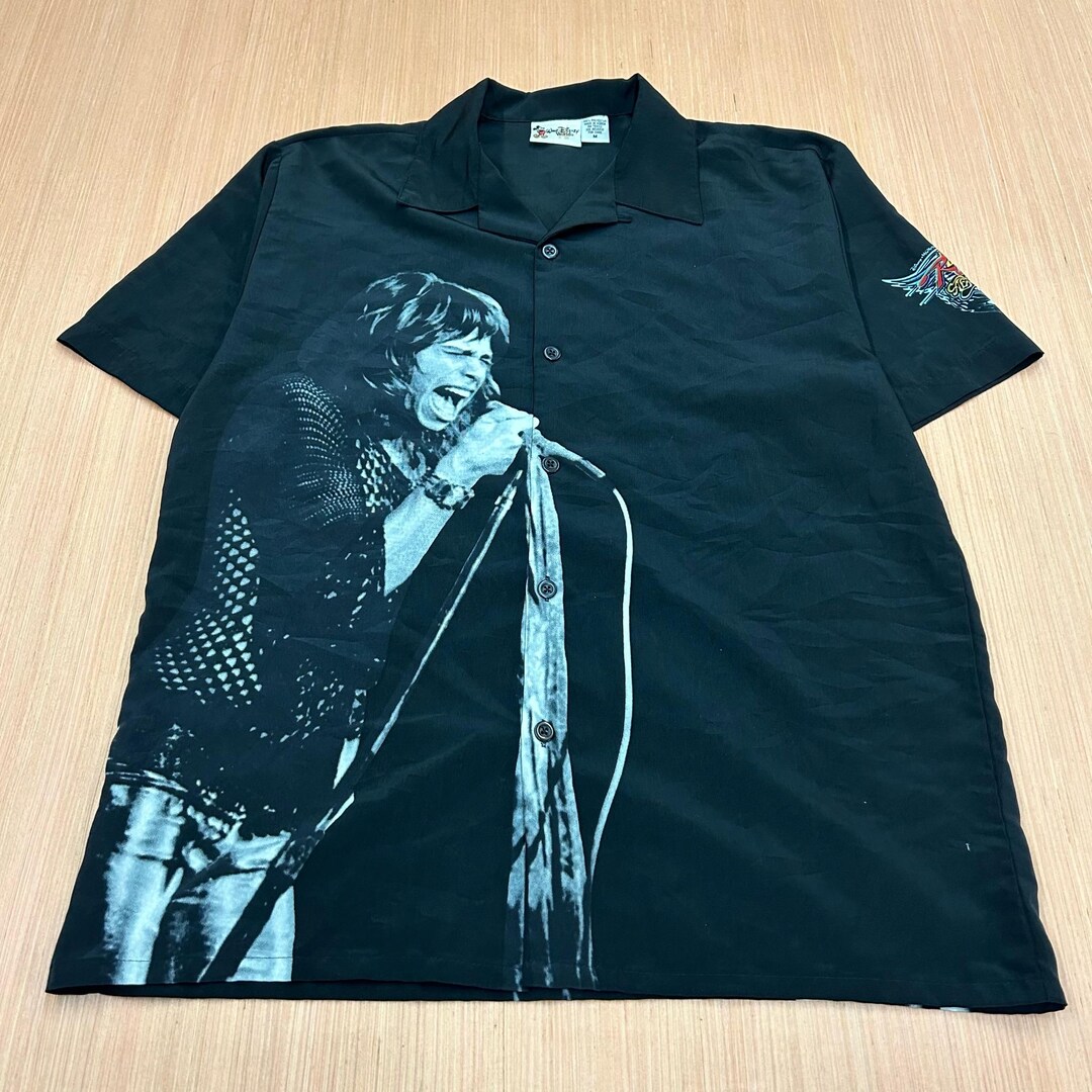 Vintage Aerosmith Steven Tyler Rock n Roller Coaster manga corta botón ...