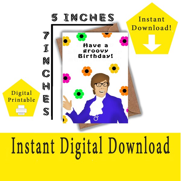 Austin Powers Printable Birthday Card - Etsy
