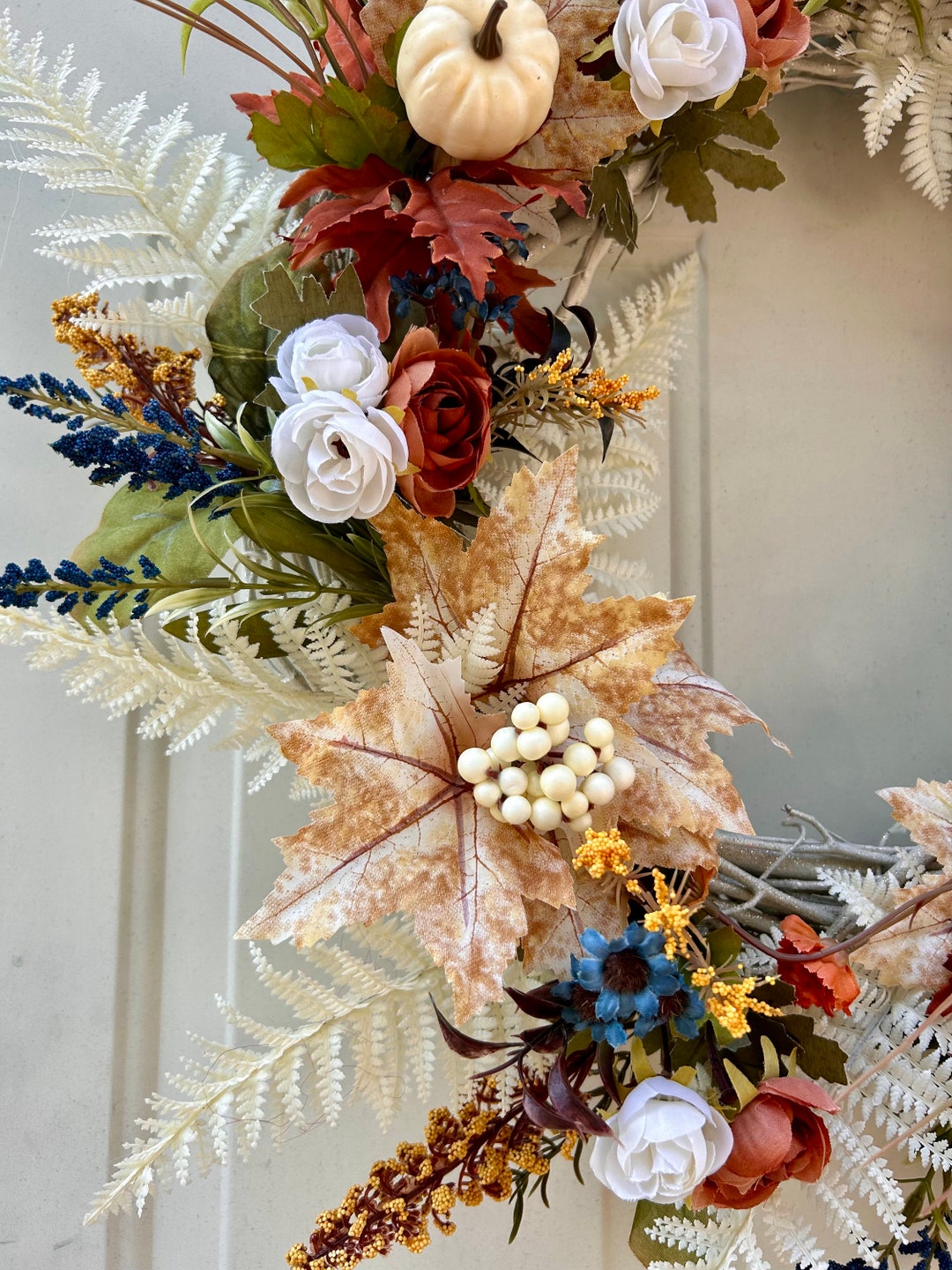 Fall Neutral Wreath, Farmhouse Wreath for Front Door, Autumn Wreath - Etsy