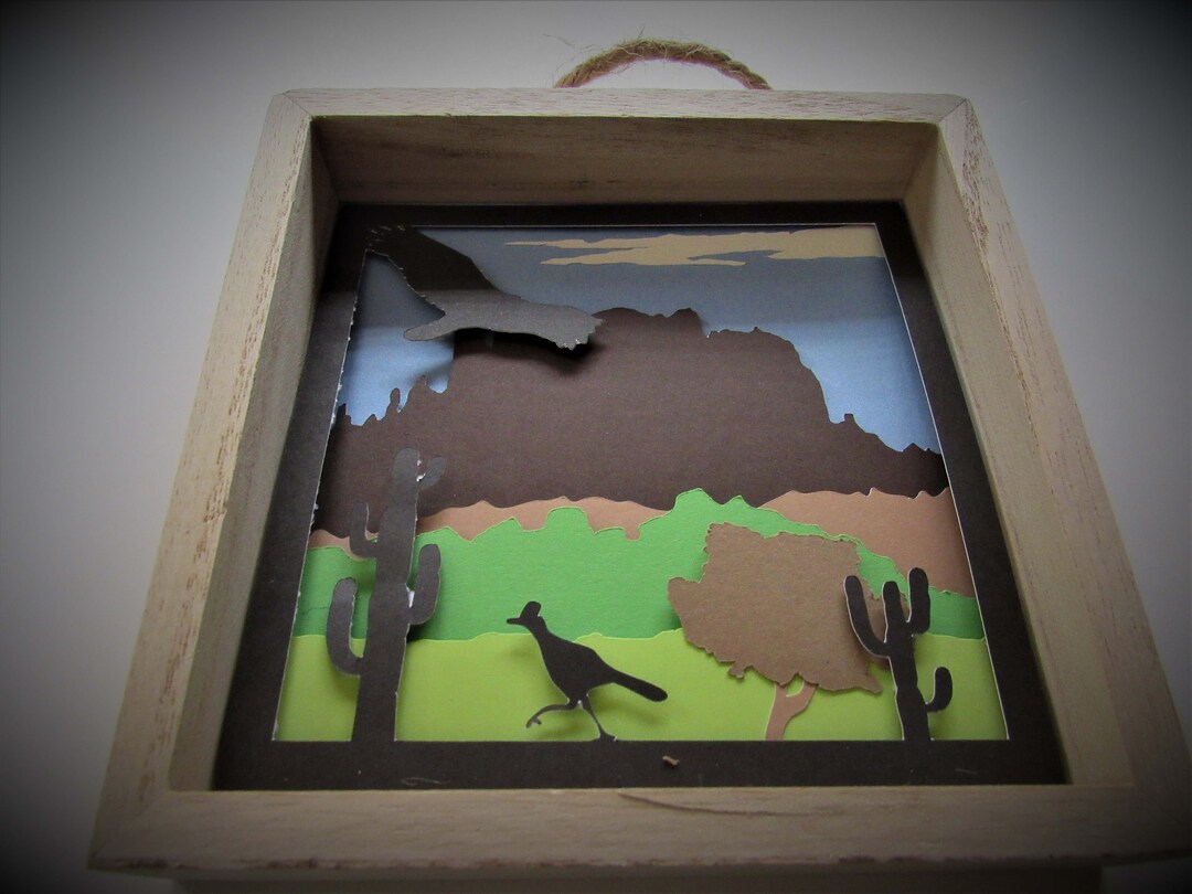 Roadrunner Shadowbox Design - Arizona/desert-themed Square Shadowbox ...