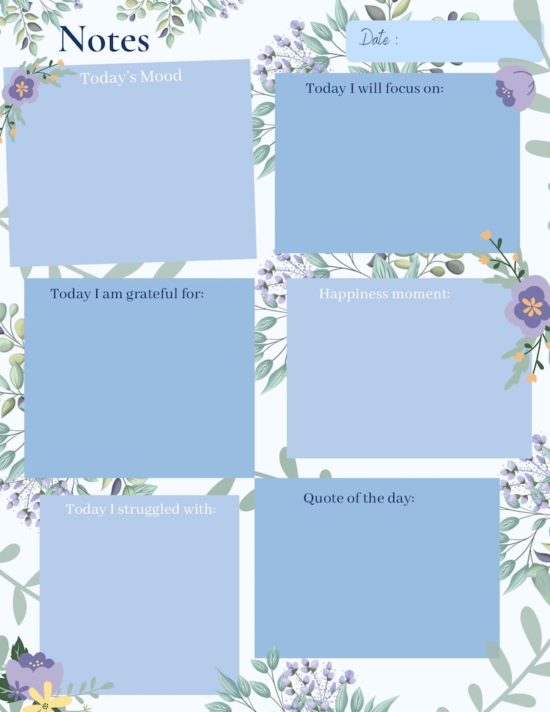 Daily Mental Health Log Digital Download Mental Health Mood Check in ...