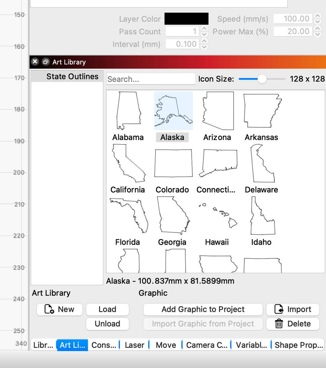 Lightburn Art Library - State Outlines - Etsy