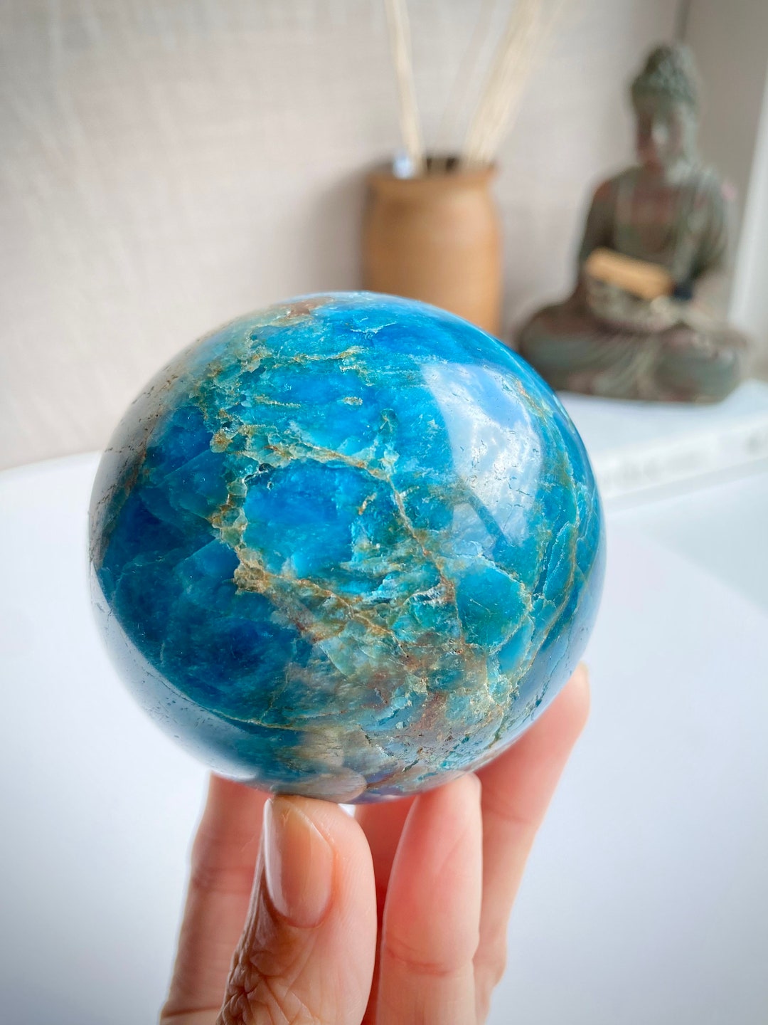 Deep Blue Apatite Polished Sphere Large 70mm Blue Apatite Polished ...