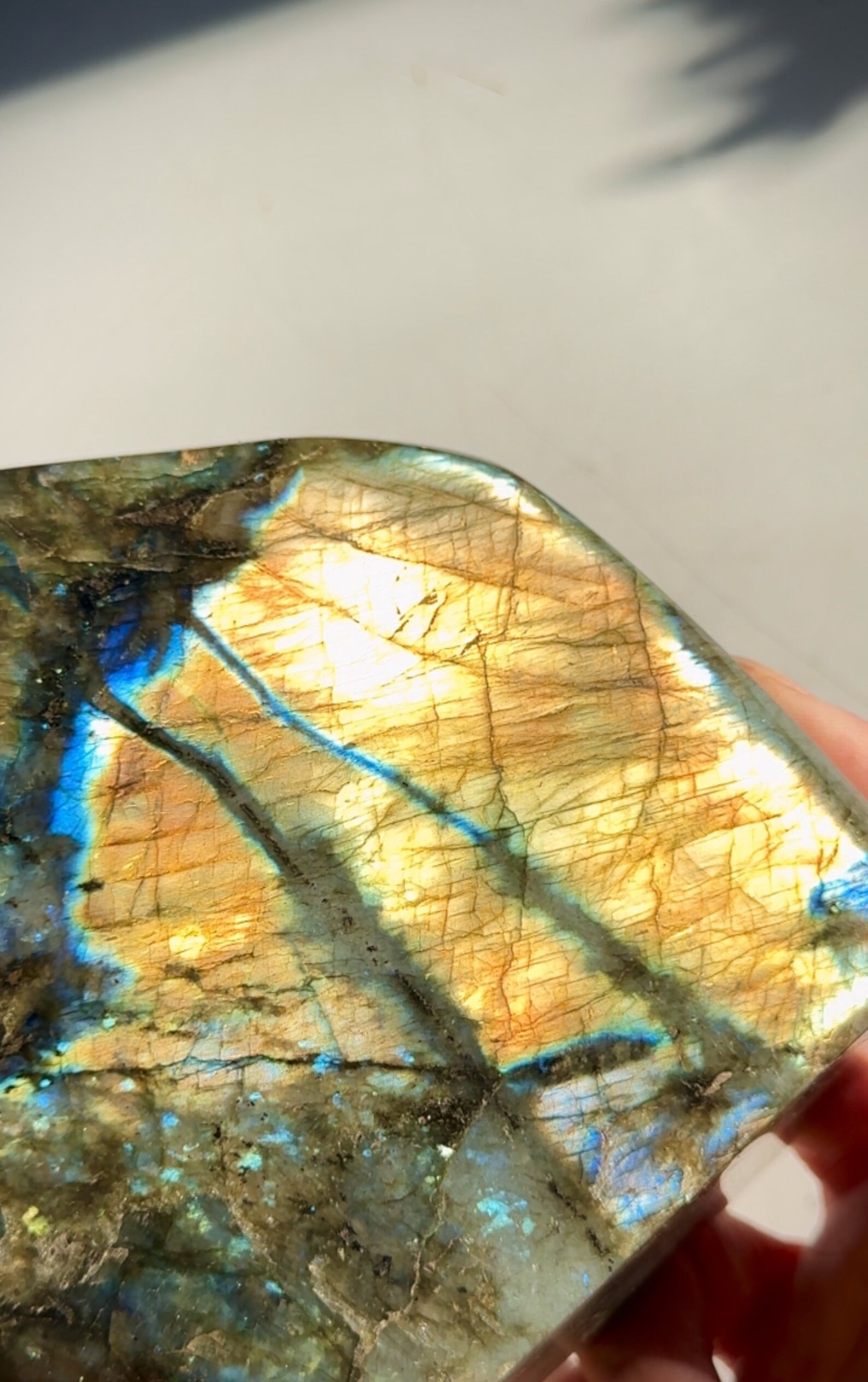 Enormous Golden Rivers Yellow Blue Flash Labradorite Crystal Free Form ...