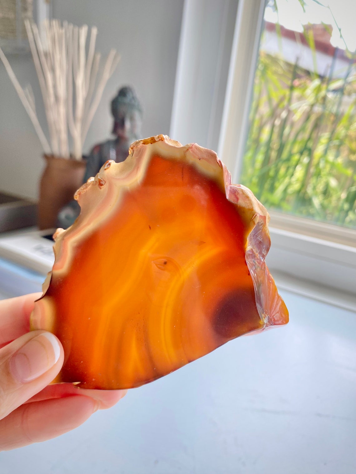 Golden Core of the Sun Carnelian Polished 202g 10x8x1.5cm 7.1oz 3.9x3 ...