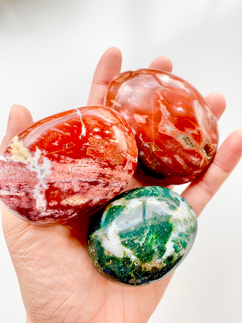 RESTOCKED Vibrant Ocean Orbicular Jasper Palm Stone 2-2.5" 5 Cm 6 Oz ...