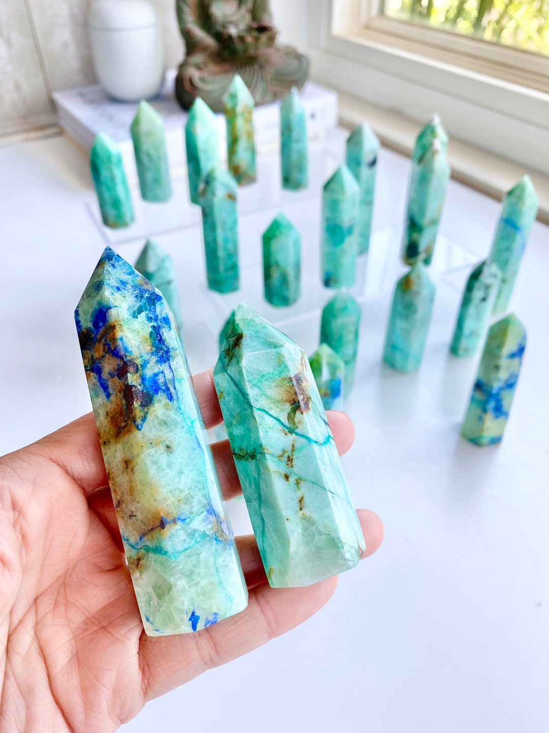 Beautiful Blue Green Turquoise Phoenix Crystal Towers 6-9cm 50-100g ...