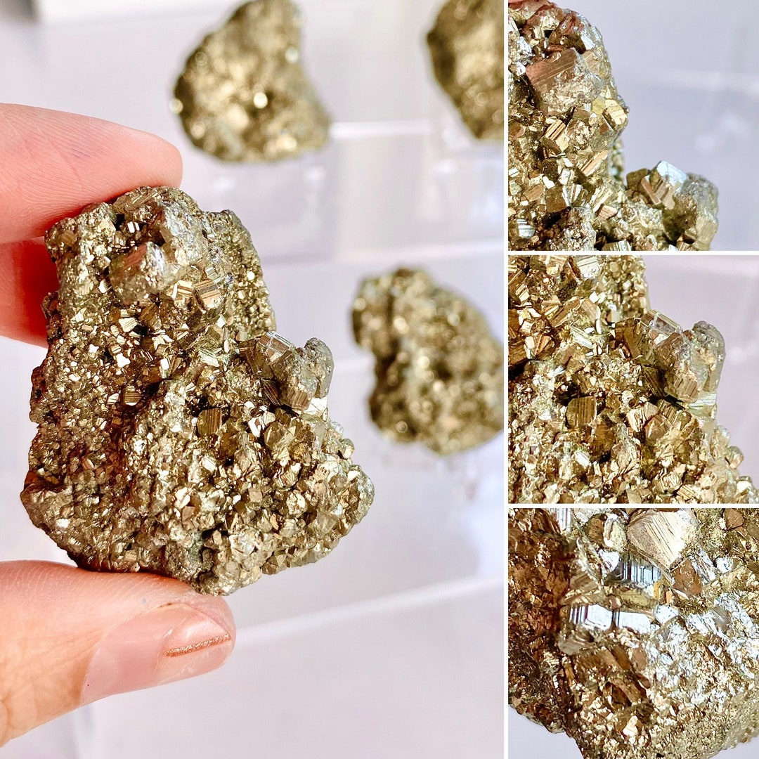 Glittering Pyrite Cluster Specimen Columnar Lines Raw Pyrite Rough ...