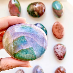 RESTOCKED Vibrant Ocean Orbicular Jasper Palm Stone 2-2.5" 5 Cm 6 Oz ...