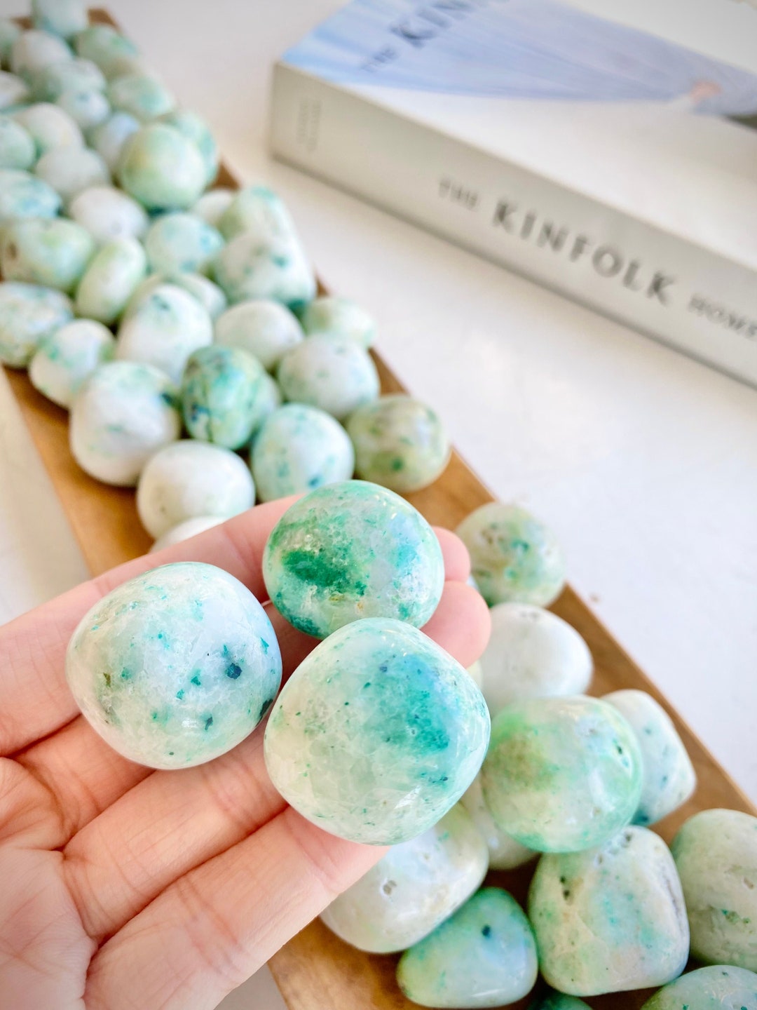 3 Large Polished Green Phoenix Stone Chrysocolla Crystal Tumbles 25g 0 ...