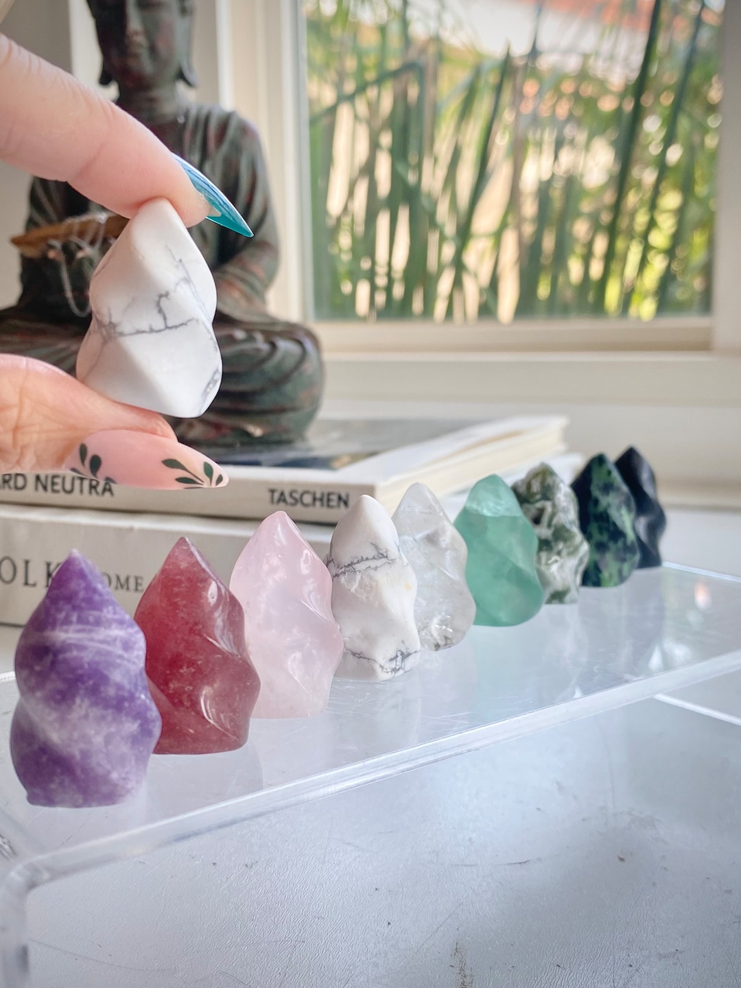 Mixed Crystal Polished Flame Carvings 3g 0.1oz 3cm 1.2in Small Detailed ...