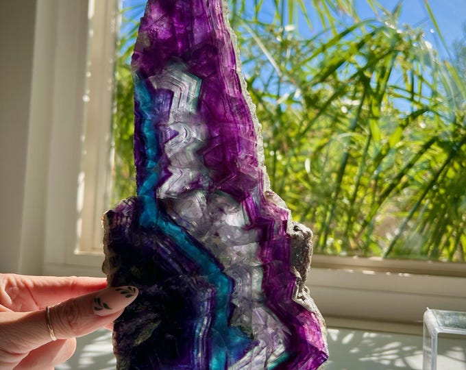 Beautiful Blue Purple Banded Fluorite Crystal Slabs 915g 24x12x1.5cm 32 ...