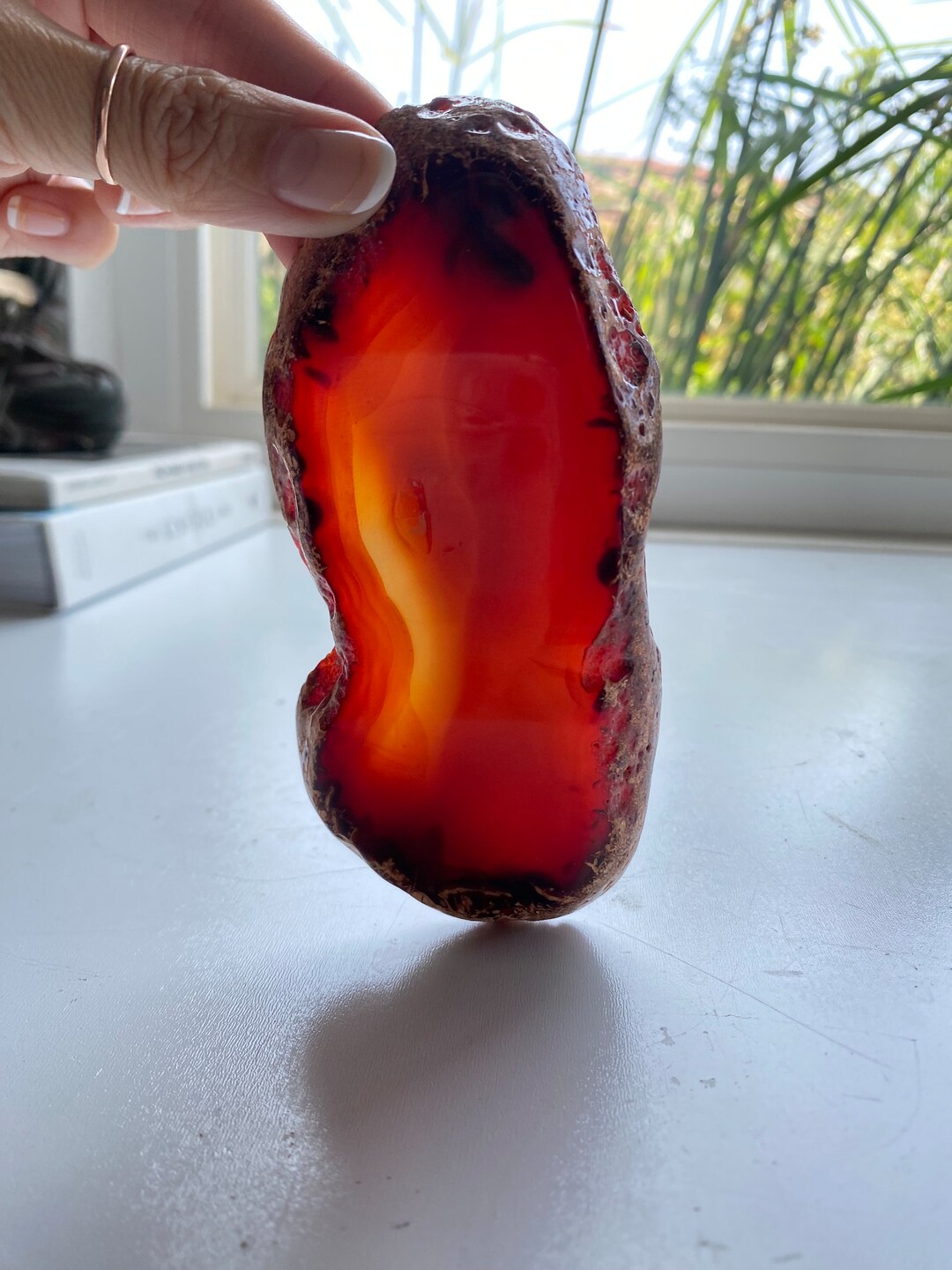 Tall Dancing Flame Carnelian Slab Polished 234g 13x6x1.5cm 8.3oz 5.1x2 ...