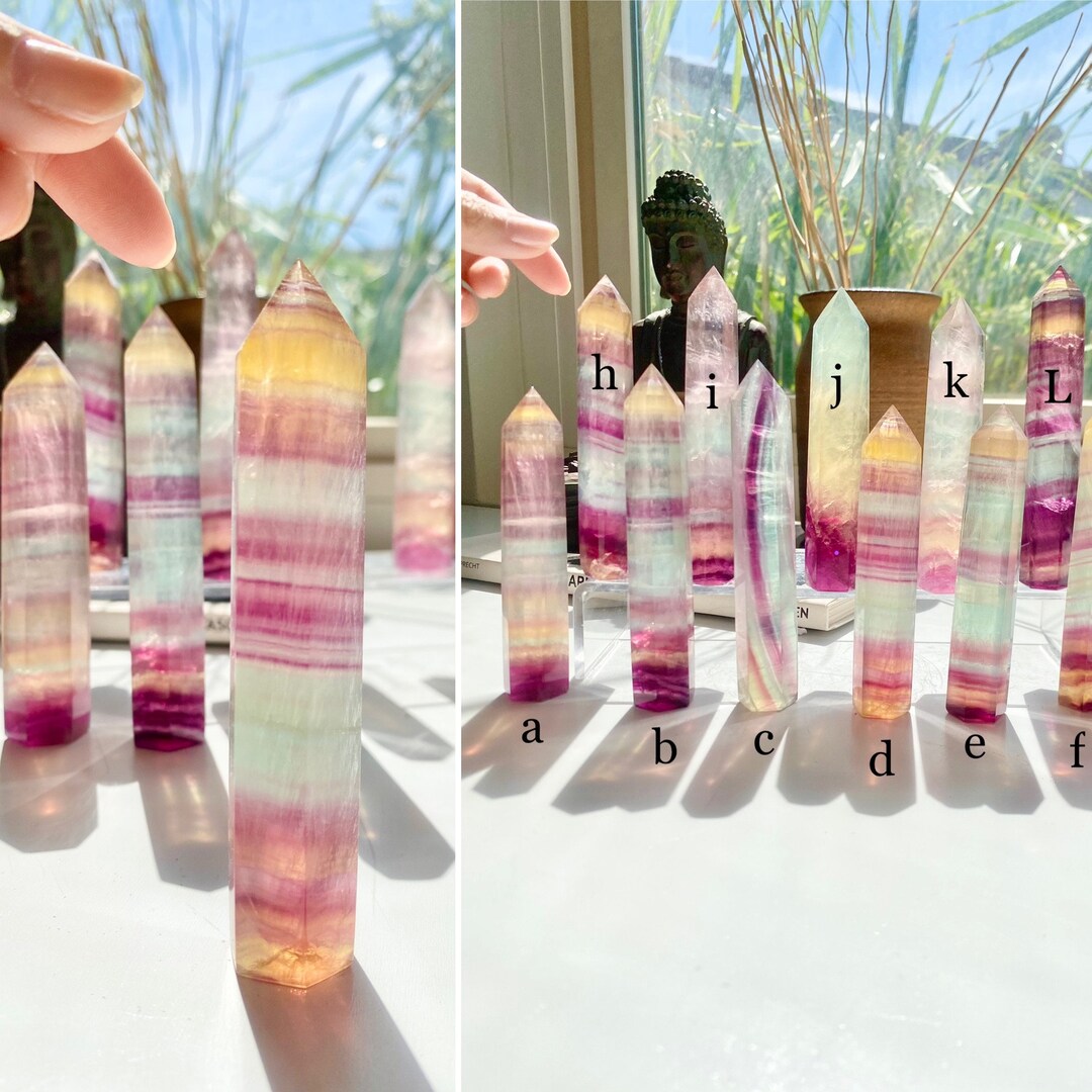 Extra Tall Slender Cotton Candy Bright Banded Watermelon Fluorite ...