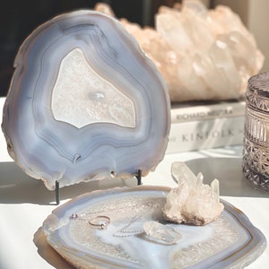 NEW! XL Druzy Agate Slab Natural Banded Agate Display Serving Trinket ...
