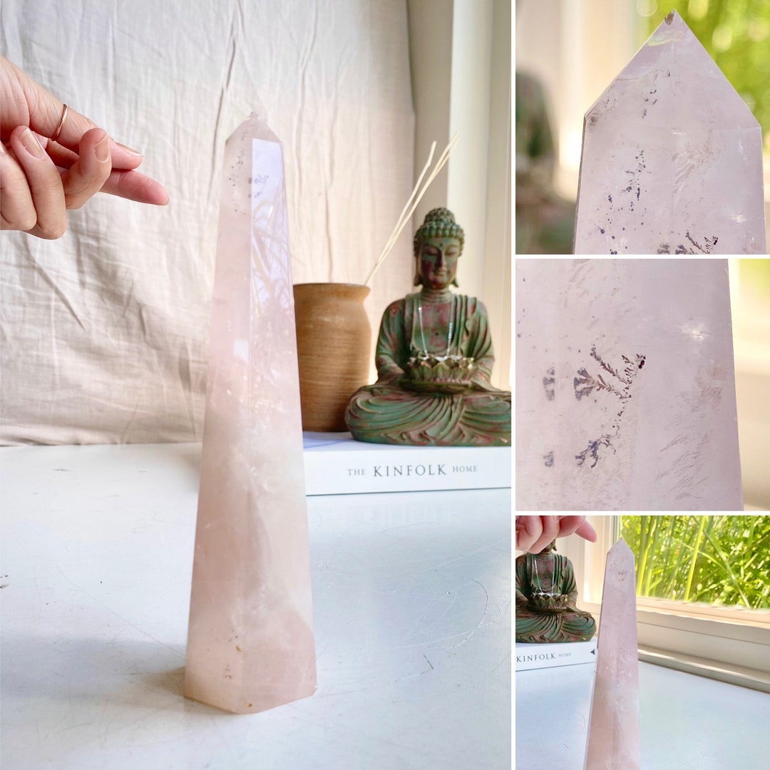Large Dendritic Rose Quartz Crystal Tower 414g 19x4x4cm 14.6oz 7.5x1 ...