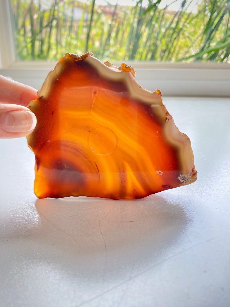Golden Core of the Sun Carnelian Polished 202g 10x8x1.5cm 7.1oz 3.9x3 ...