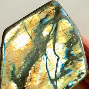 Enormous Golden Rivers Yellow Blue Flash Labradorite Crystal Free Form ...