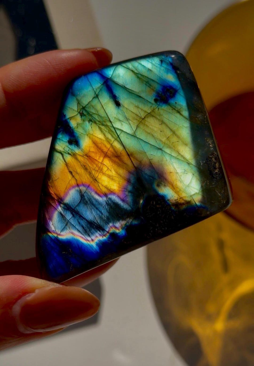 Swirling Rainbow Labradorite Crystal Free Form - Vibrant Easy to View ...