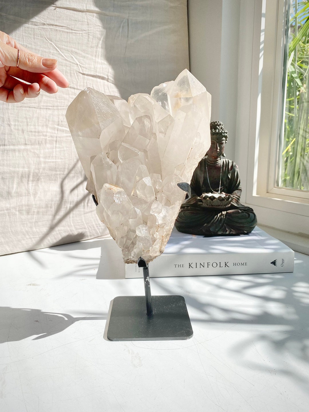 Large Himalayan Quartz Cluster Pronged Metal Stand 3316g 21x17x14cm ...