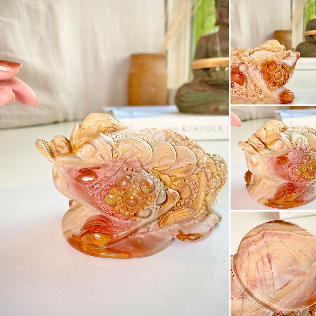 Handcarved Colorful Polychrome Jasper Money Toad Carving 704g 10x7x7cm ...