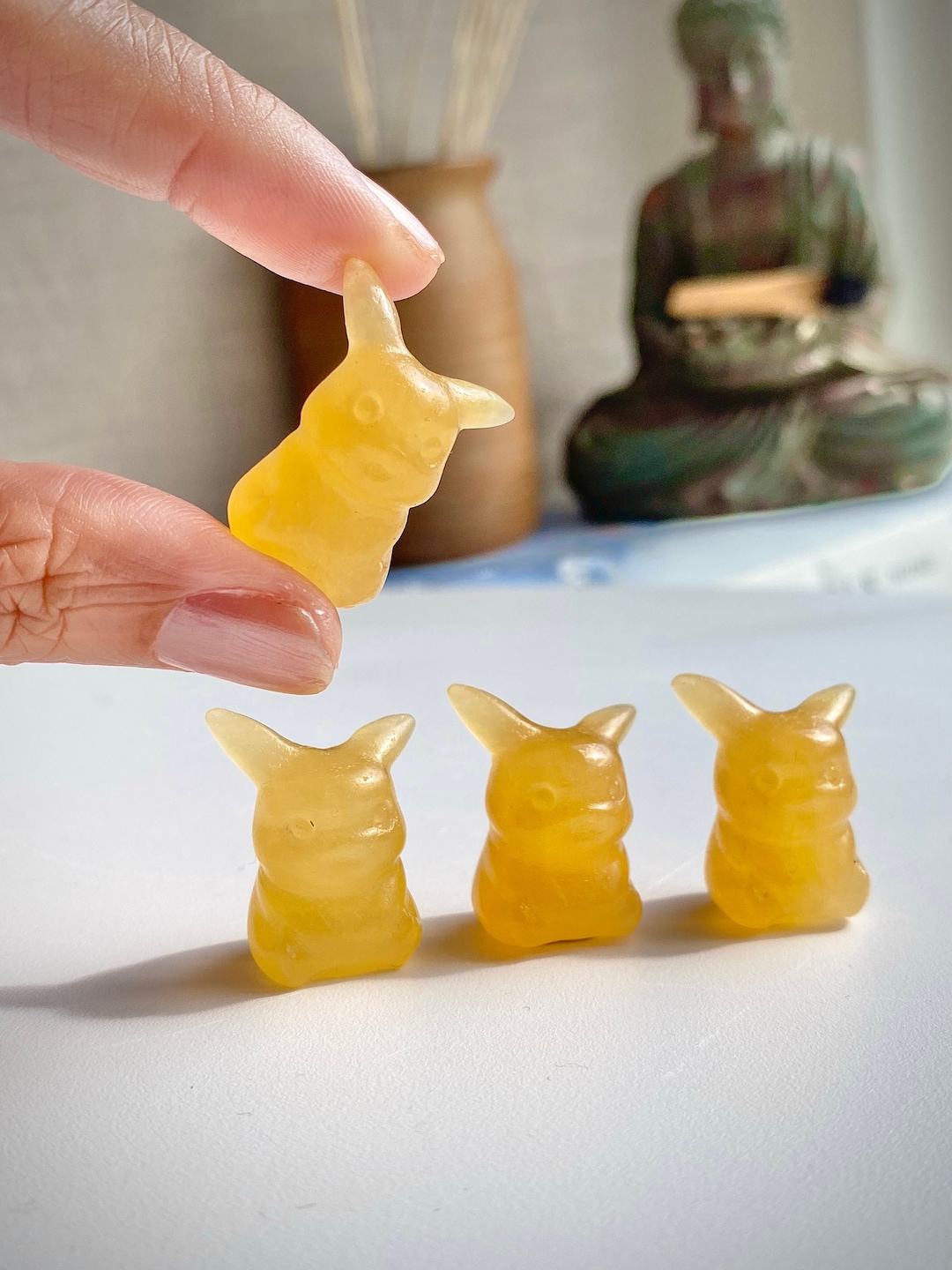Golden Yellow Honey Calcite Crystal Pikachu Pokémon Crystal Carving 8g ...