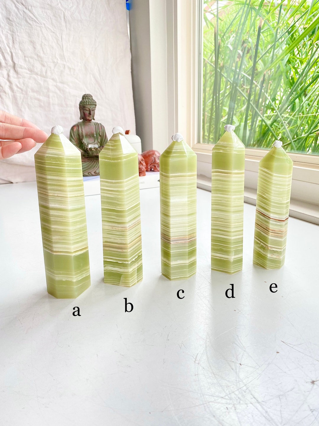 Green Afghan Jade Crystal Tower Green Onyx Green Afghanistan Jade Banded Green Onyx Crystal ...