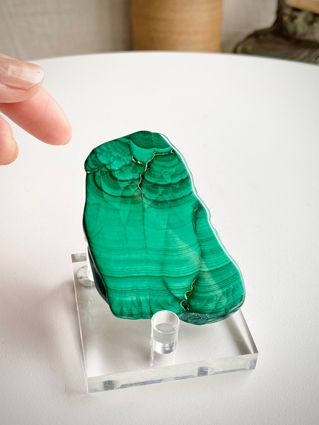 Waves of Green and Black Malachite Slab 38g 6x5x0.5cm 1.3oz 2.4x2x0.2in ...