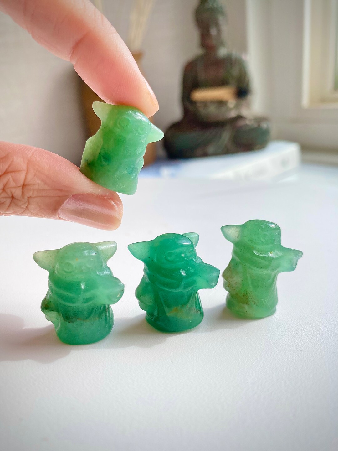 Green Aventurine Baby Yoda Regular and Pointing Pose 5g 0.2oz 3cm 1.2in ...