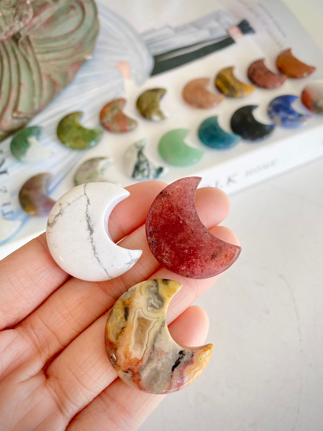 Gorgeous Small Crystal Moon Carving 6g 0.2oz 3cm 1.2in Small Polished ...