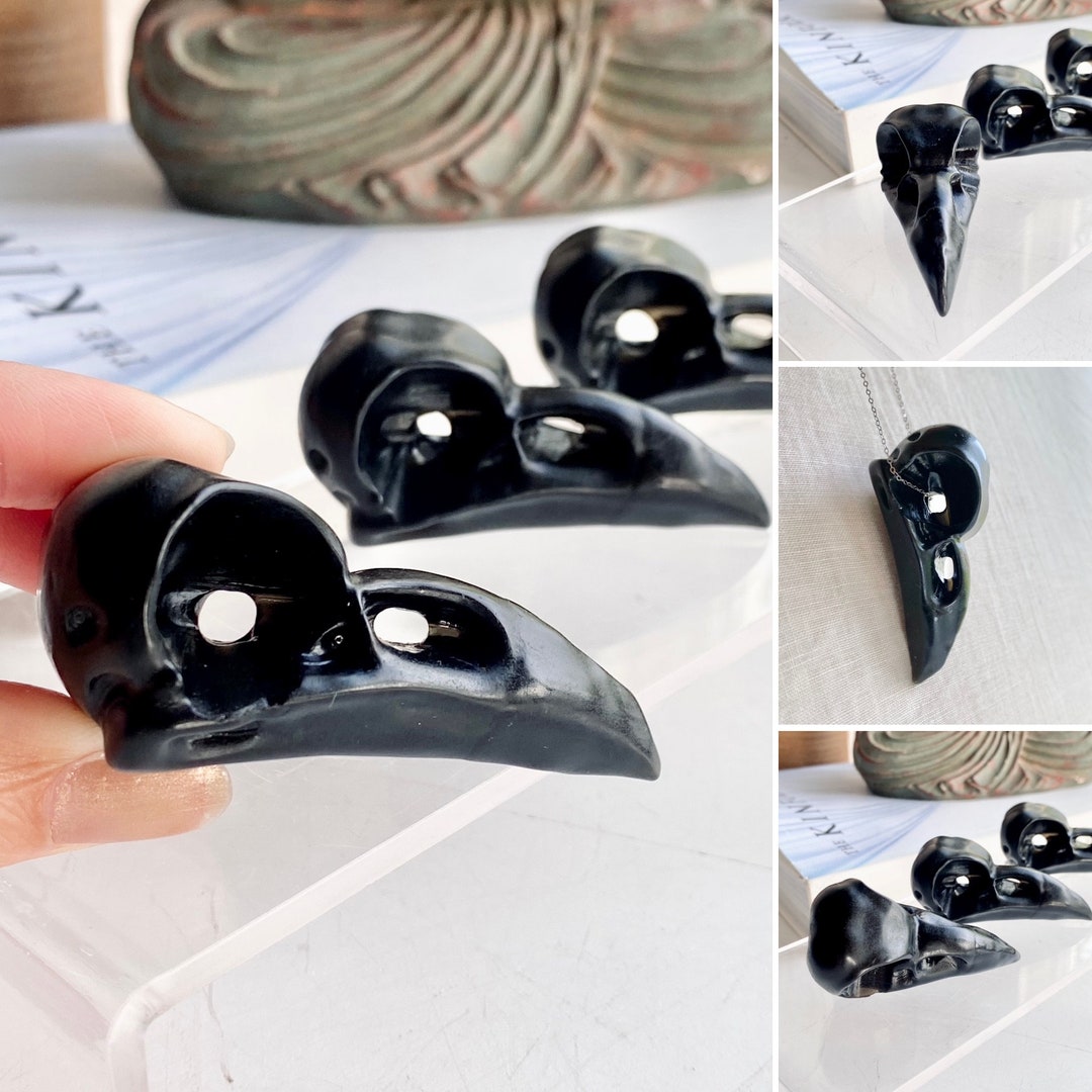 Black Obsidian Bird Skull Carving Highly Detailed Raven Crow Skull ...