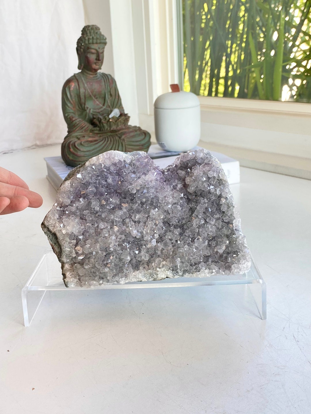 Large Gray Amethyst Cluster Cut Base Crystal Specimen 1586g 55.9oz 15cm ...