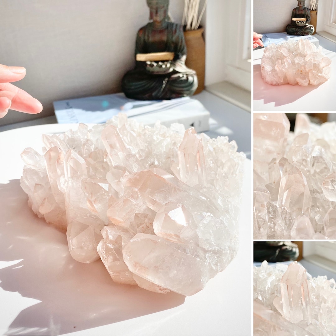 Perfect XL Pink Himalayan Samadhi Quartz Cluster Quartz Cluster 2762g ...