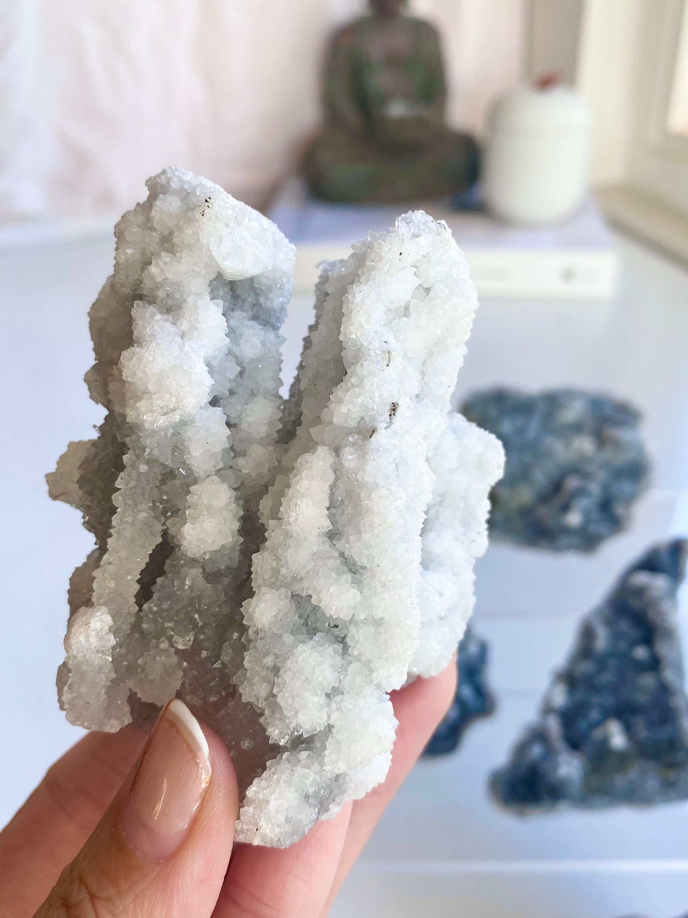 Sparkly Sphalerite Blue White Gray Chalcedony Druzy Crystal Clusters ...