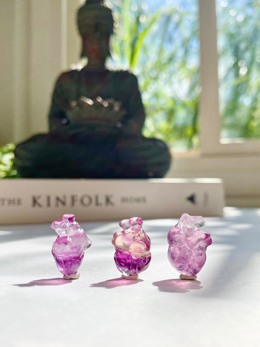 Mini Anatomic Heart Crystal Carving Fluorite Carving Tiny Figurine ...