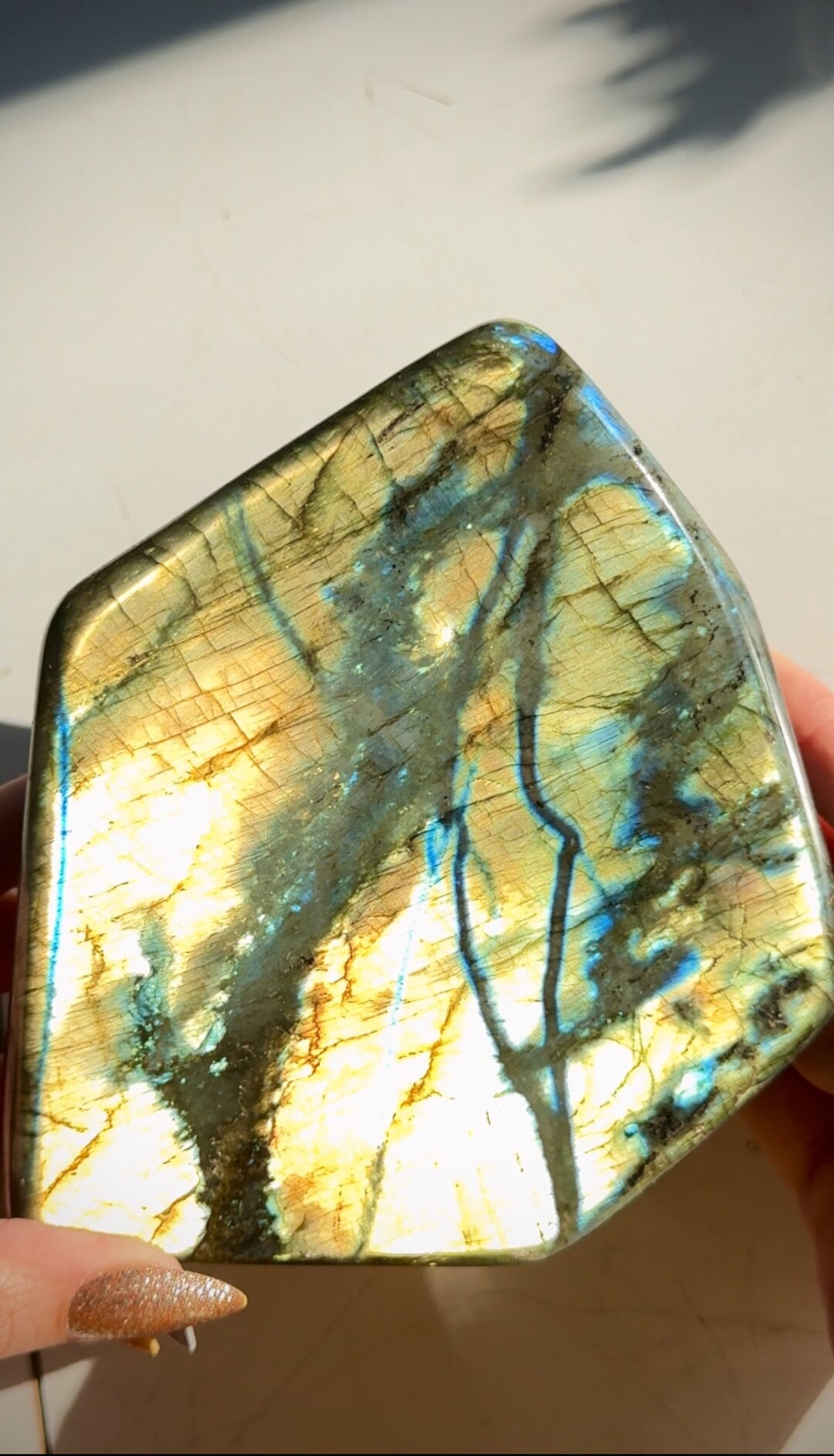 Enormous Golden Rivers Yellow Blue Flash Labradorite Crystal Free Form ...