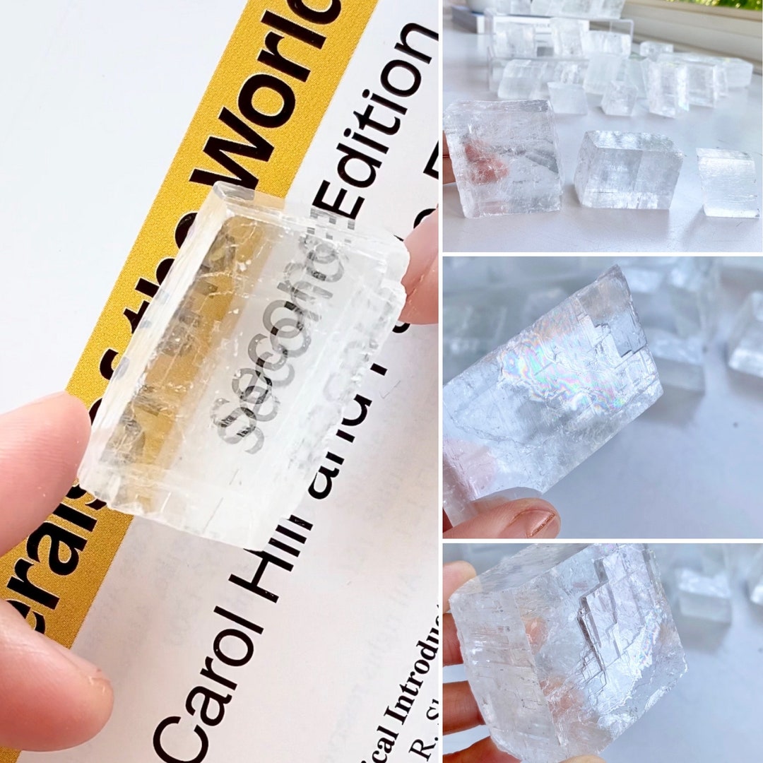 Clear Optical Calcite Slab Polished Crystal Free Form With High Flash ...