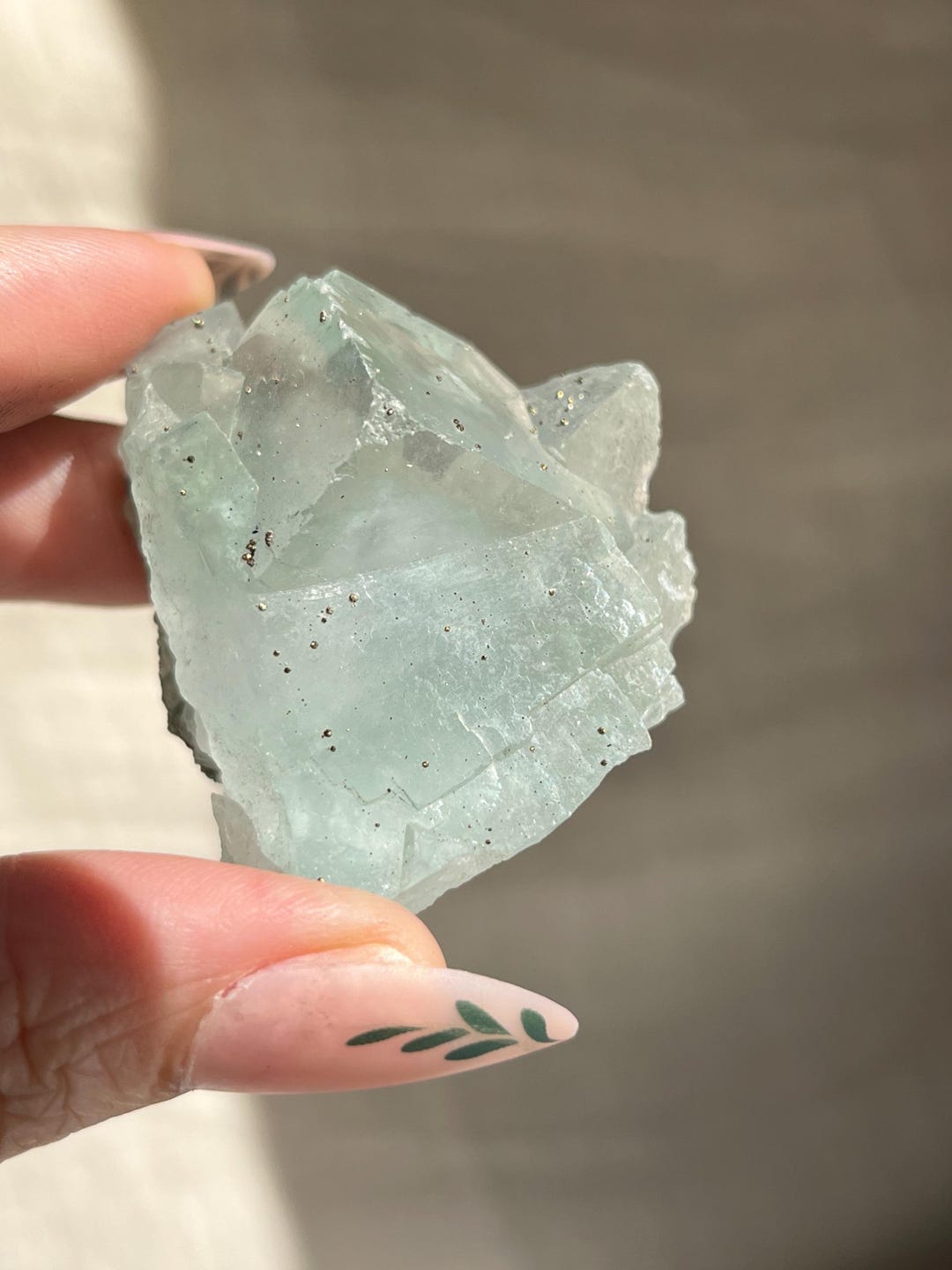 Sparkling Pyrite Formations on Cubic Green Fluorite Crystal Cluster 66g ...