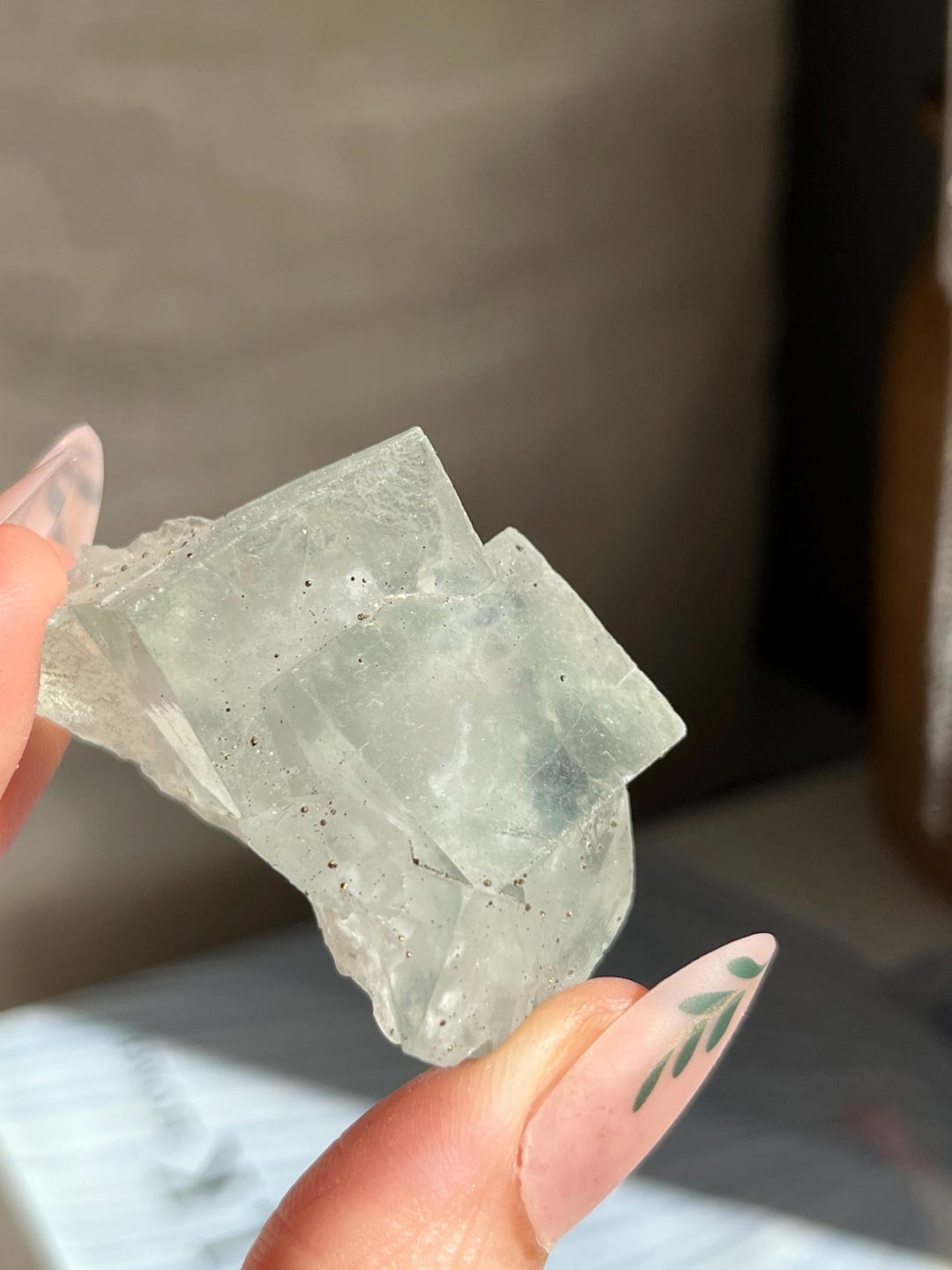Sparkling Pyrite Formations on Cubic Green Fluorite Crystal Cluster 42g ...