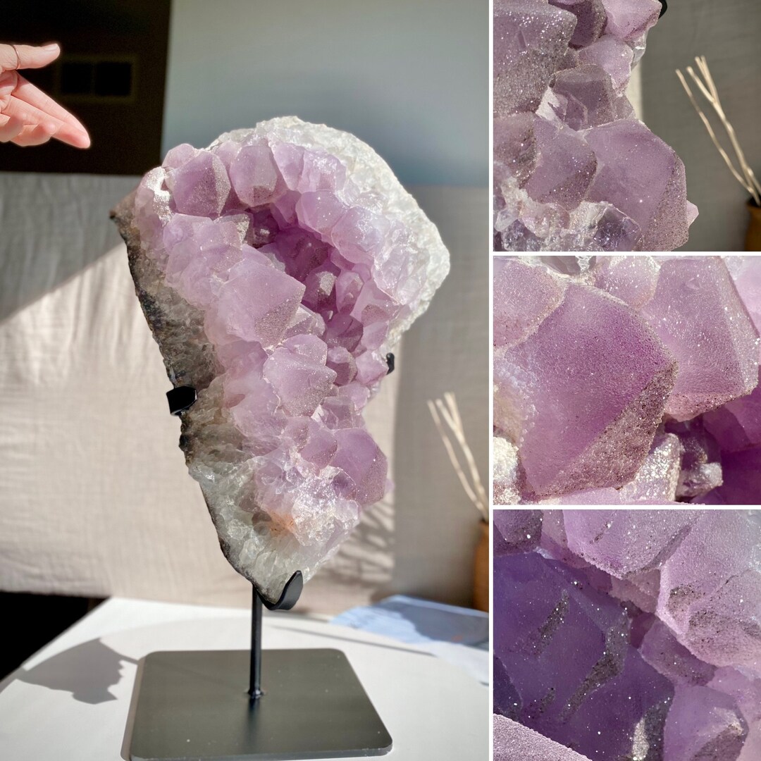 Enormous Showroom Quality Pink Purple Amethyst Cluster Rare Sugar Druzy ...