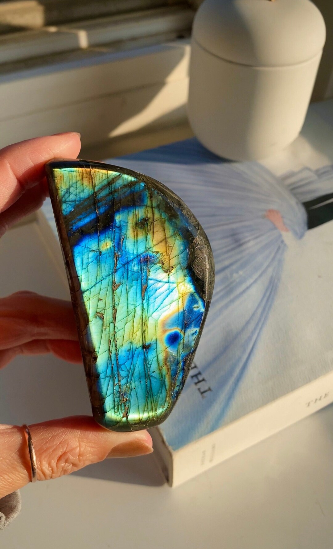 Red Purple on Sunset Orange Full Face Flash Labradorite Crystal Free ...