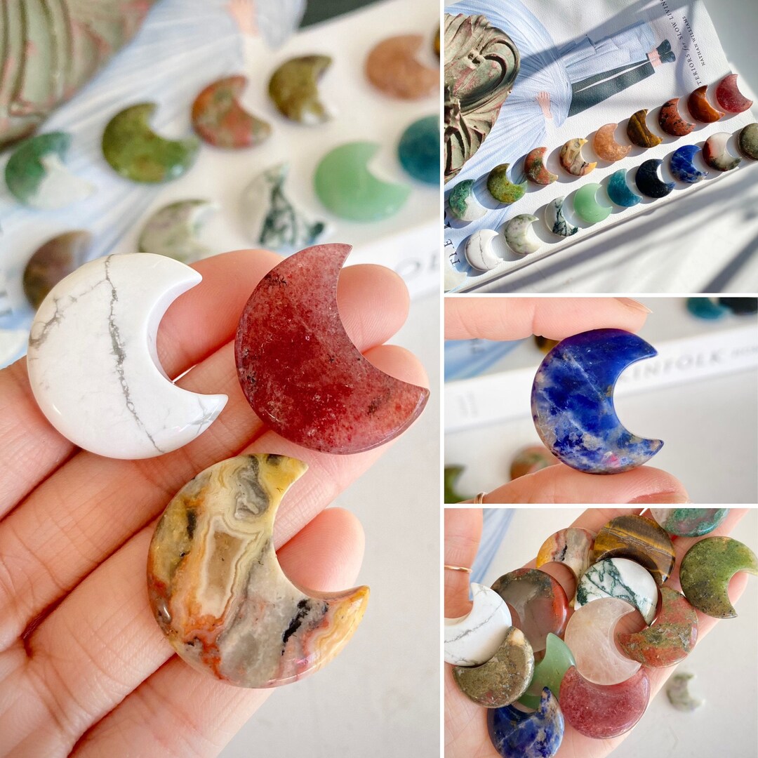 Gorgeous Small Crystal Moon Carving 6g 0.2oz 3cm 1.2in Small Polished ...