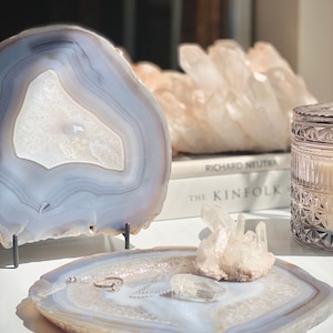 NEW! XL Druzy Agate Slab Natural Banded Agate Display Serving Trinket ...