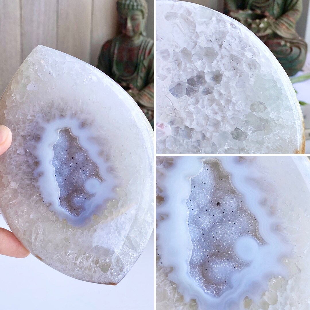 Silver Agate Eye Free Form Sugar Druzy Botryoidal Banded Agate Druzy ...