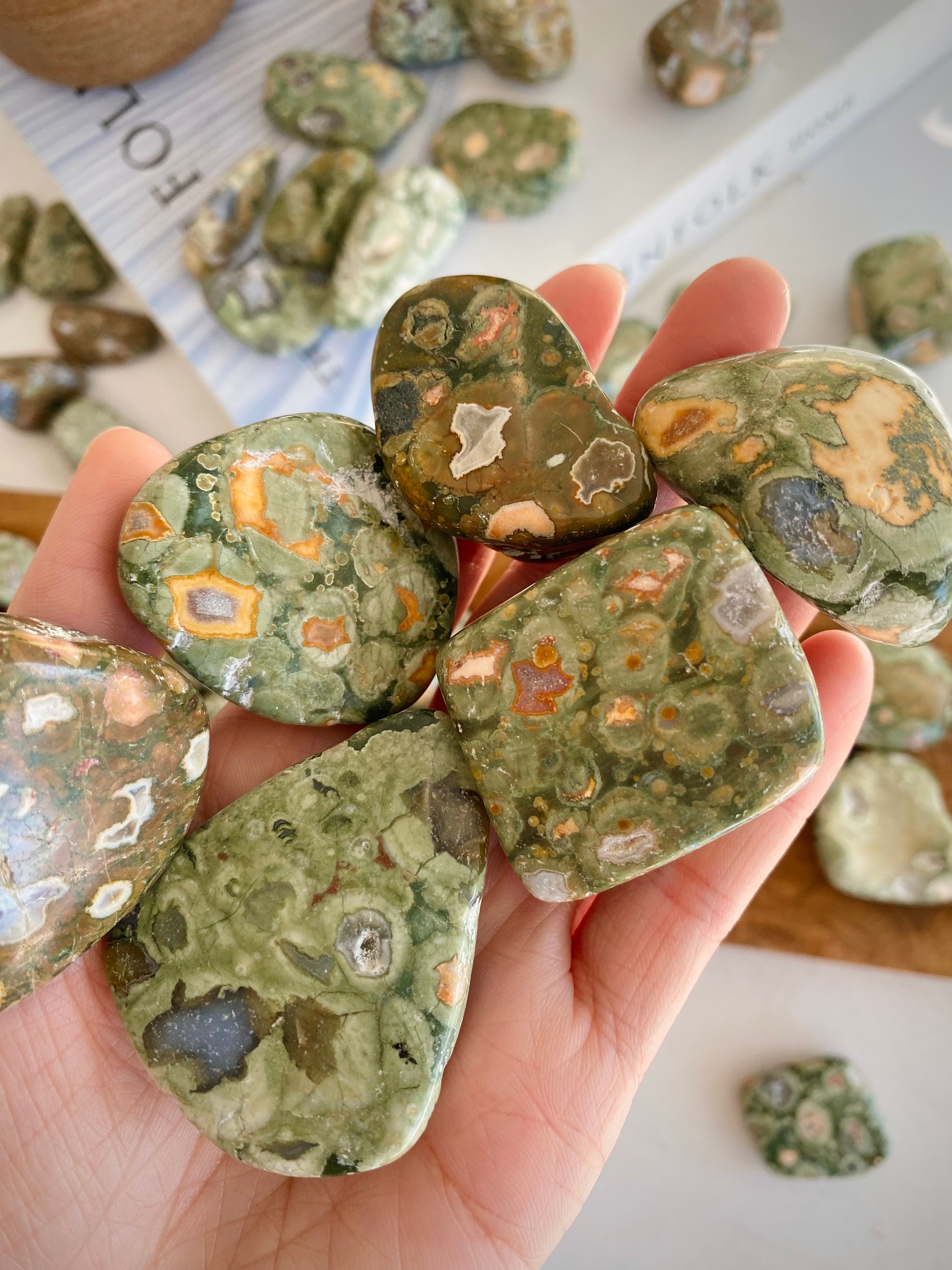 3 Rainforest Jasper Tumbles 25-45g 0.9-1.6oz 3-4cm 1.2-1.6in Large ...