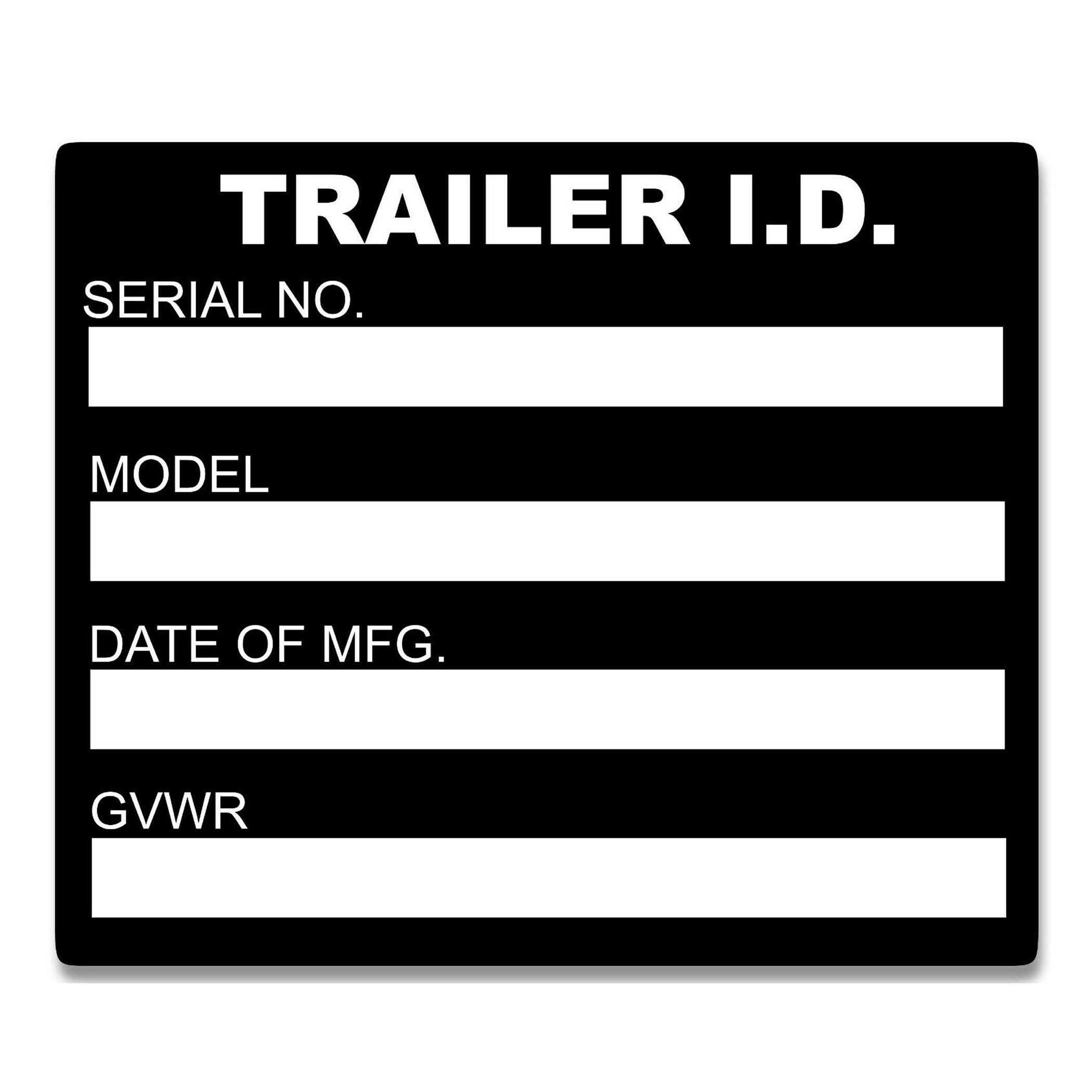 Blank Trailer Truck Equipment Serial Number Model ID Tag GVWR Decal ...