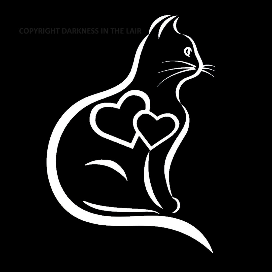 Cat Heart Vinyl Decal Sticker Car Window Bumper Kitten Adopt Paw Love ...